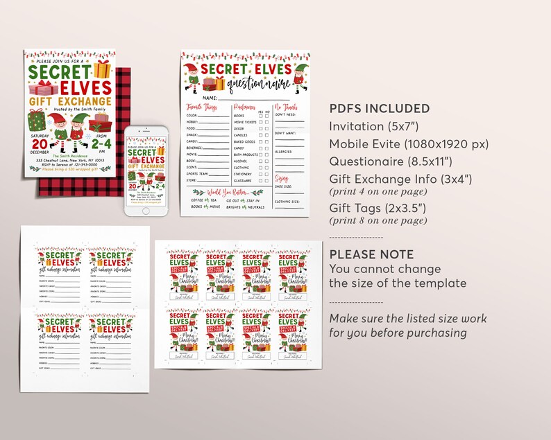 Secret Elves BUNDLE Kit Printable Editable Template Secret - Etsy