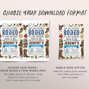 Second Rodeo Birthday Invitation Editable Template, Cowboy Saddle up ...