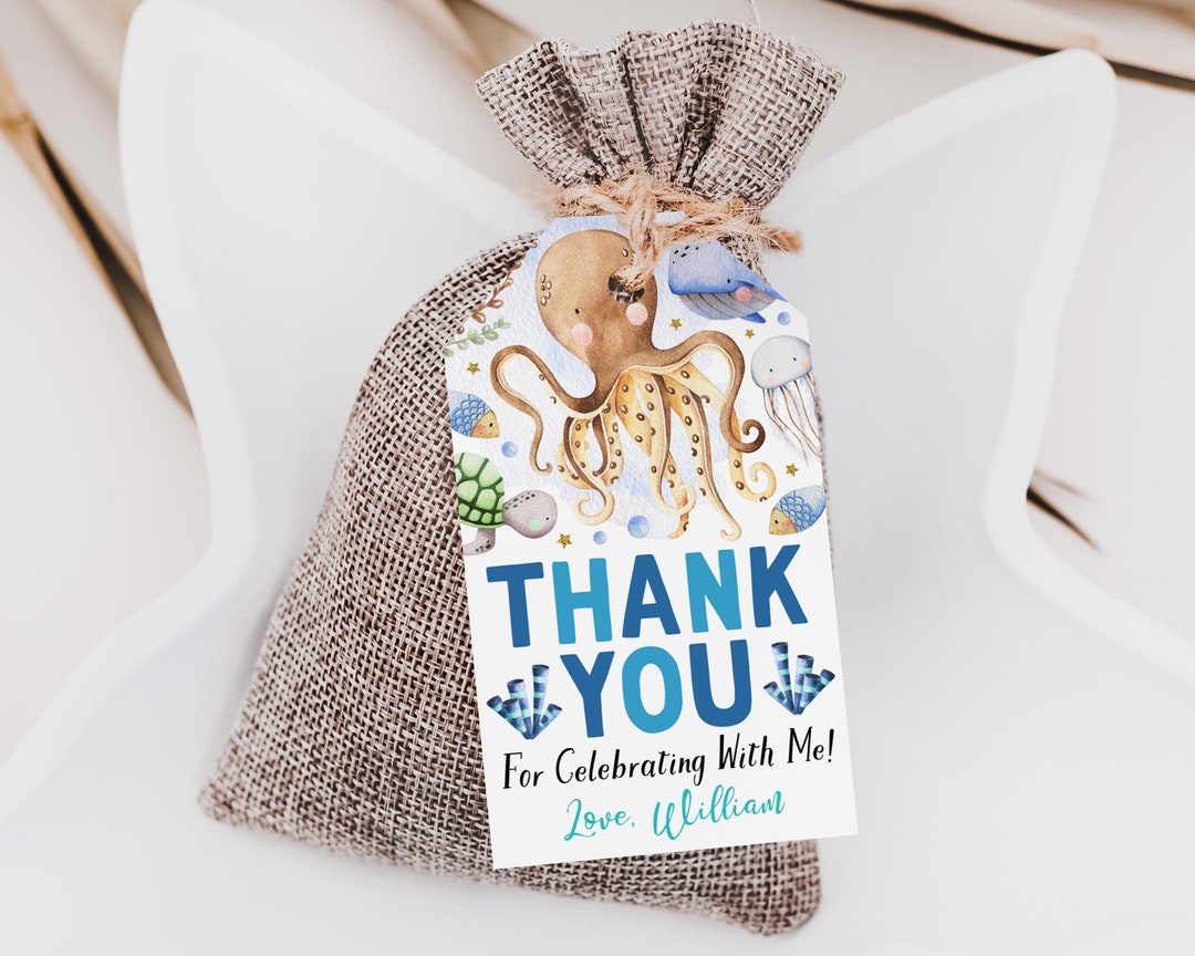 Under the Sea Birthday Party Favor Tags Editable Template, Octopus ...