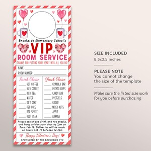 Valentine's Day VIP Room Service Door Hanger Editable Template ...