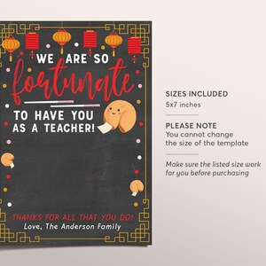 Teacher Appreciation Gift Card Holder Fortune Cookie Editable Template ...