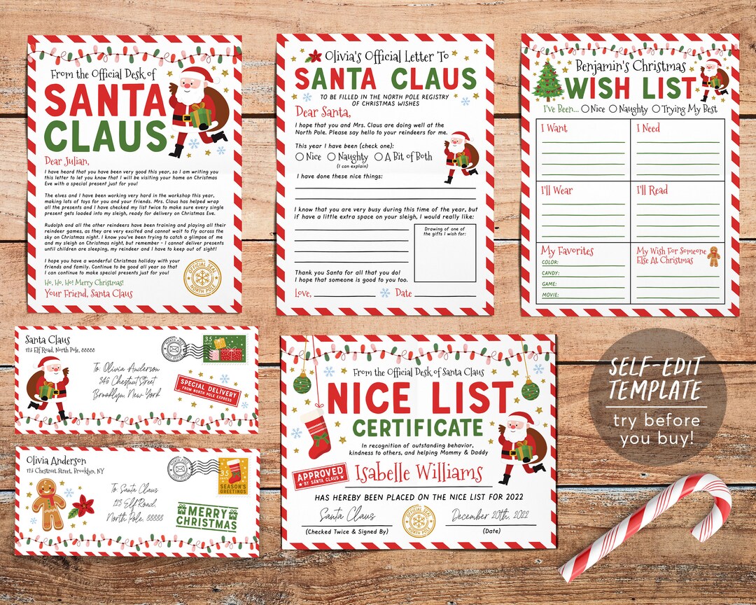 BUNDLE Official Letter to and From Santa KIT Editable Template ...