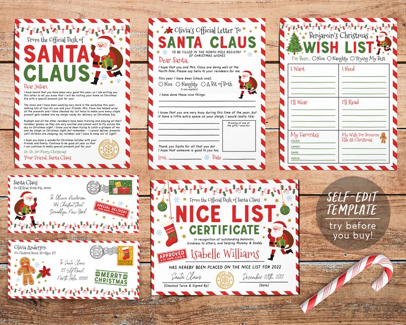 BUNDLE Official Letter to and From Santa KIT Editable Template ...