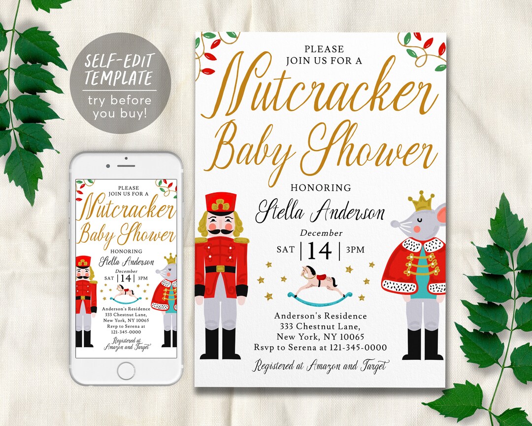 Nutcracker Baby Shower Invitation Editable Template, Nutcracker ...