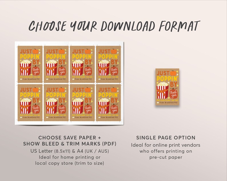 Fall Popcorn Thank You Gift Tags Editable Template, Autumn Thanksgiving ...