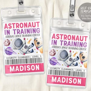 Outer Space Birthday All Star VIP Pass Editable Template, Girl ...
