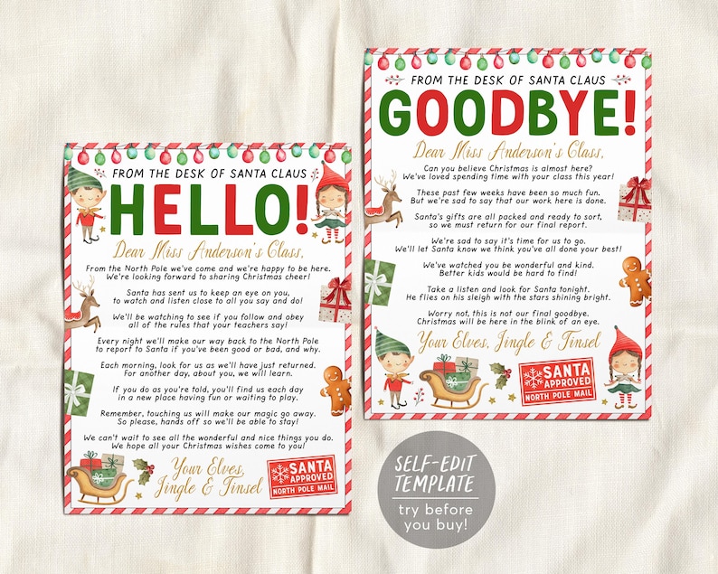 Elf Letter for Classroom Editable Template, Girl and Boy Elves Arrival ...