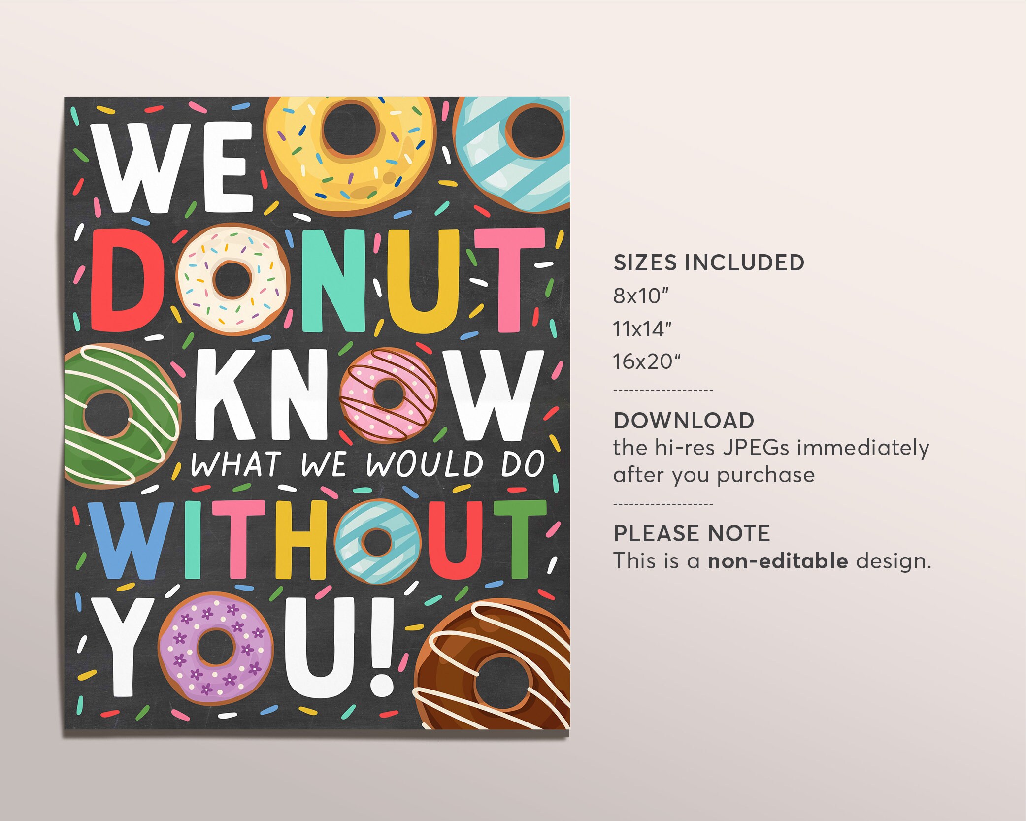 Donut Appreciation Sign Poster Printable, Donut Know What We Would Do ...
