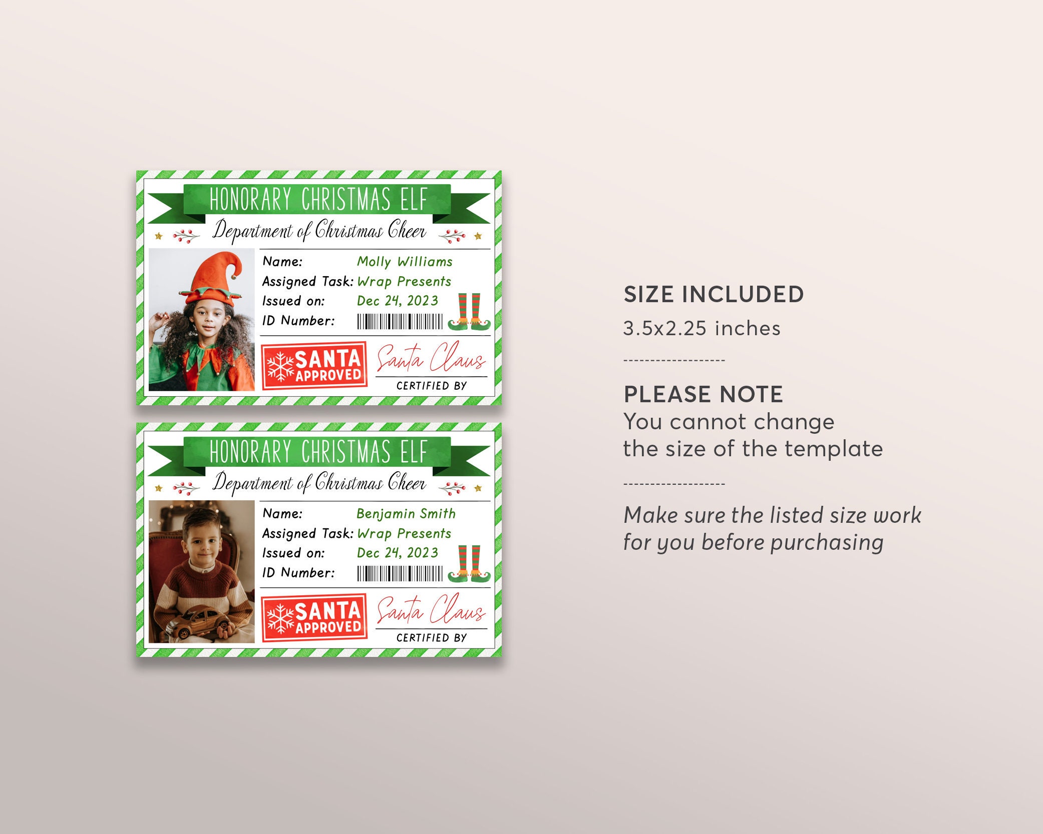 Elf Badge Editable Template, Lost Elf License, Christmas Santa's Helper ...