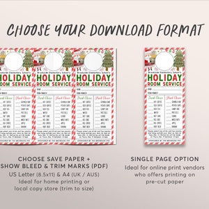 Christmas Holiday VIP Room Service Door Hanger Editable Template ...