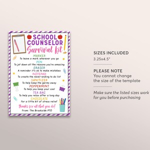 School Counselor Survival Kit Editable Template, Guidance Counselor ...