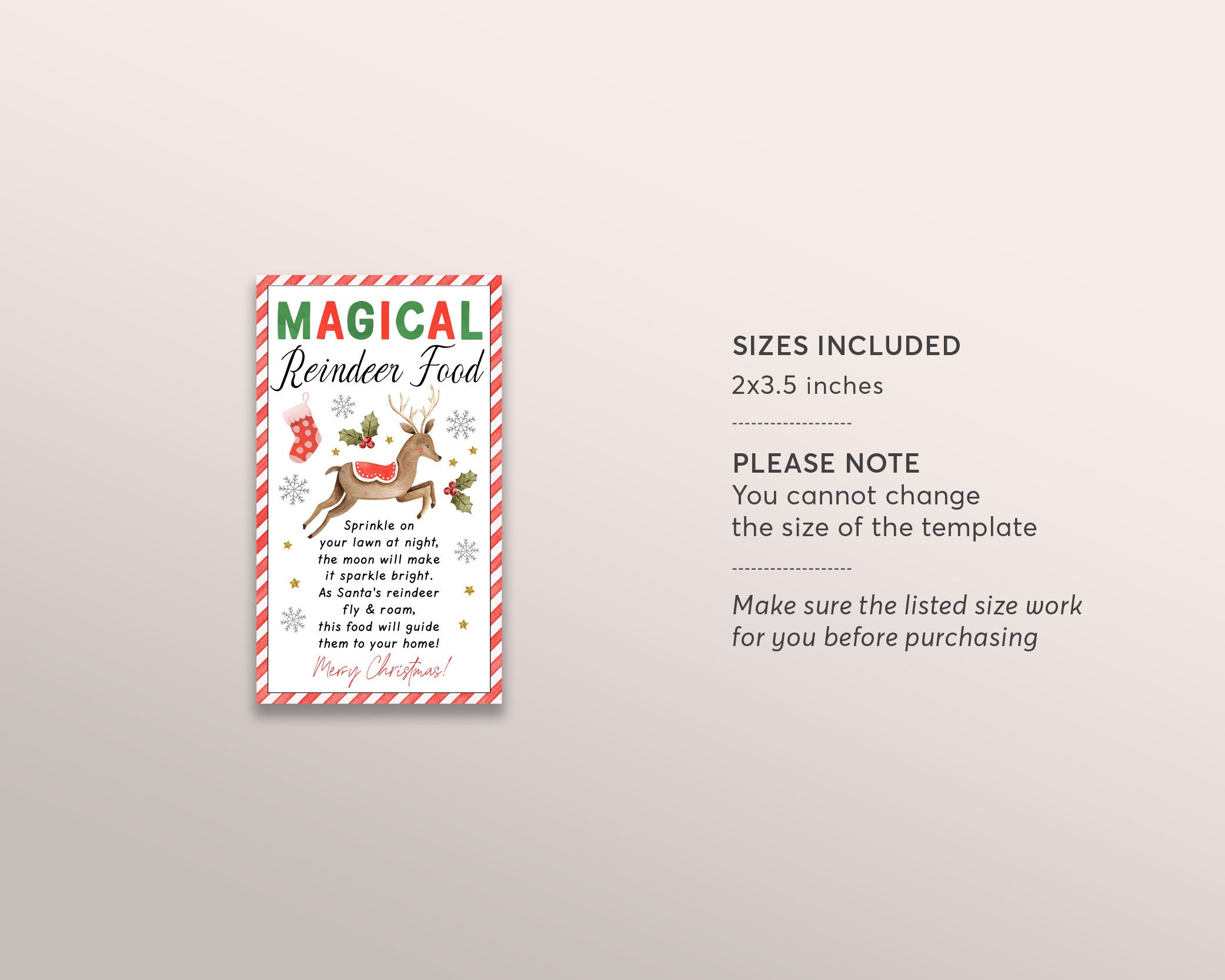 Magical Reindeer Food Tag Editable Template, Christmas Magic Reindeer ...