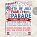 4th of July Family Parade Flyer Invitation Editable Template ...