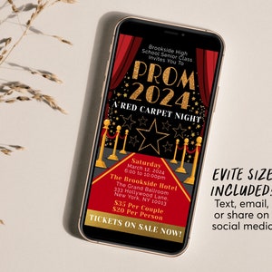 Red Carpet Prom School Dance Invitation Editable Template, Homecoming ...
