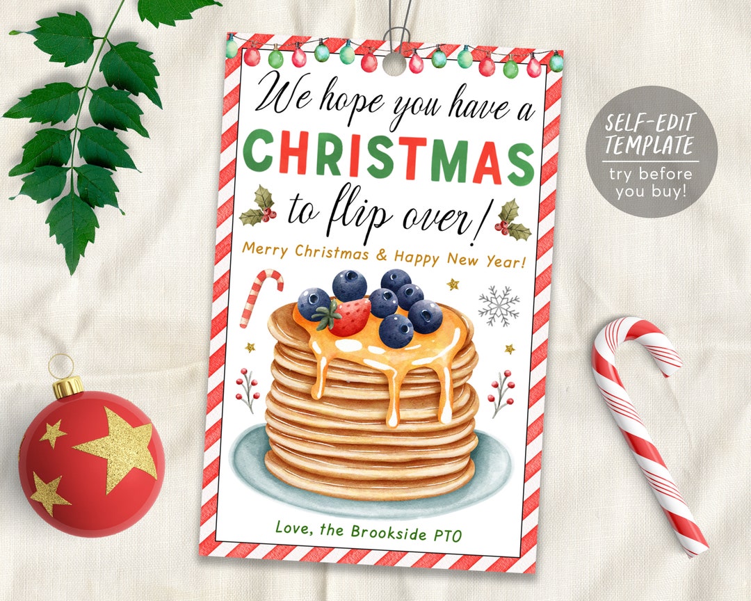 Pancake Christmas Gift Tag Editable Template, Hope You Have A Christmas ...