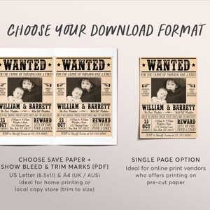 Wanted Poster Joint Siblings Invitation With Photo Editable Template ...