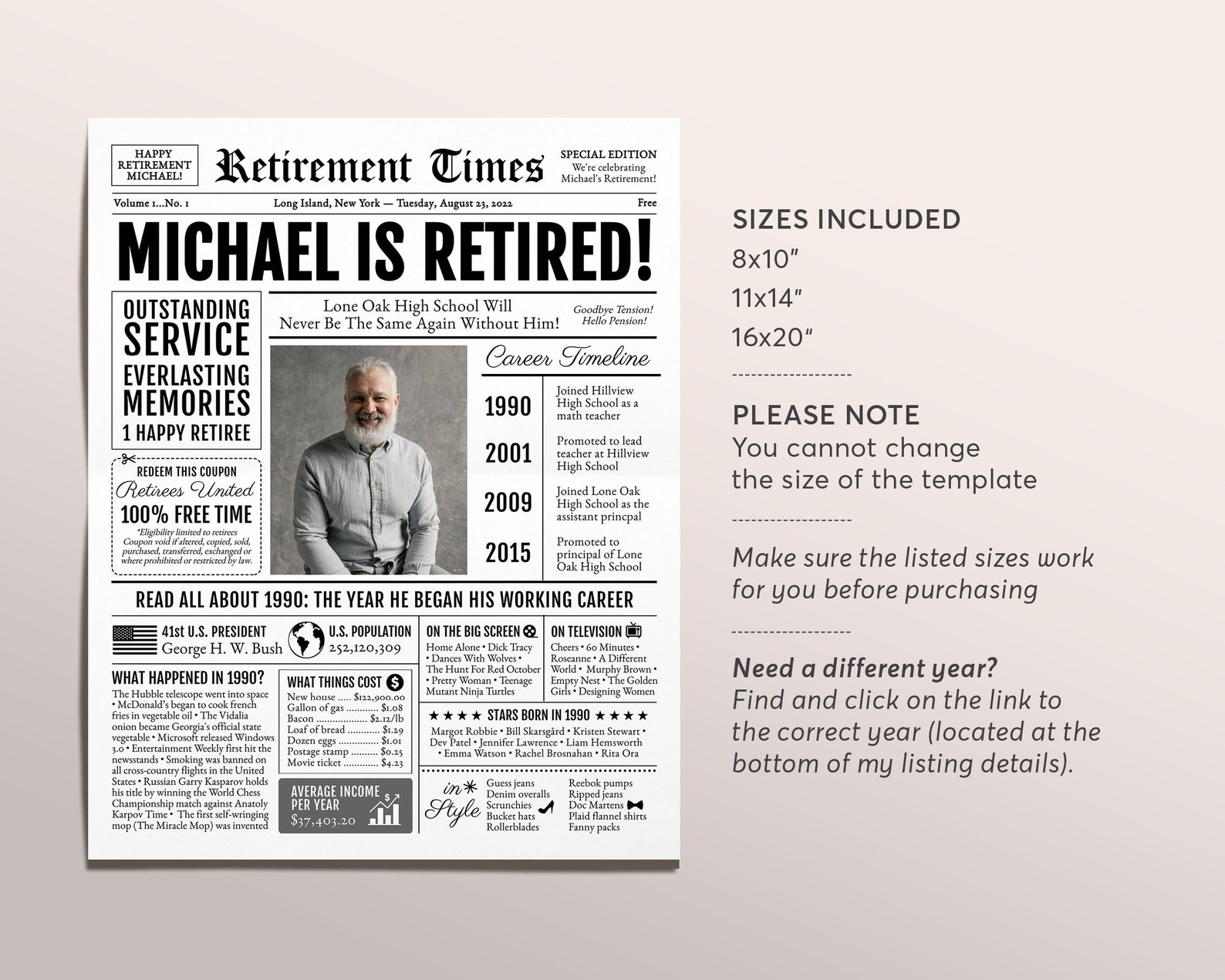 Editable Retirement Celebration Sign Unique Newspaper - Etsy