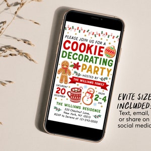 Cookie Decorating Party Invitation Editable Template, Christmas Holiday ...