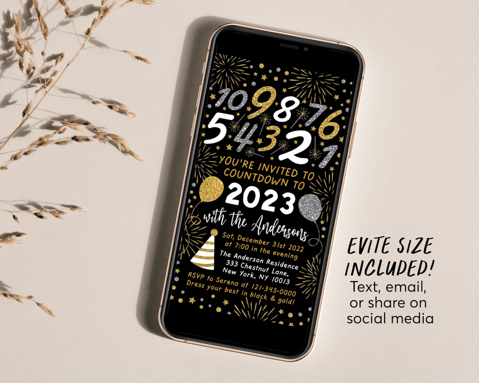 New Years Eve Countdown Party Invitation Editable Template - Etsy