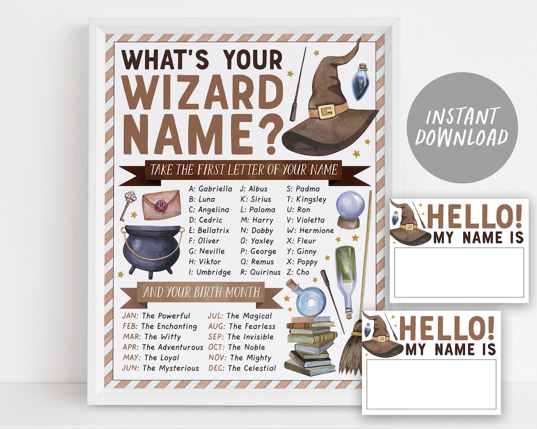 What's Your Wizard Name Game, Magical Wizard Birthday Party Activity ...