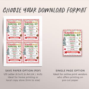 Holiday Teacher Survival Kit Tag Editable Template, Teacher's Christmas ...