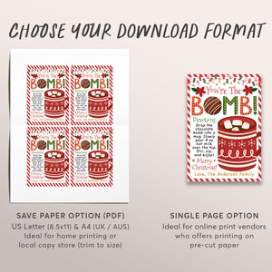 Hot Chocolate Bomb Christmas Gift Tag Editable Template, Holiday Hot ...