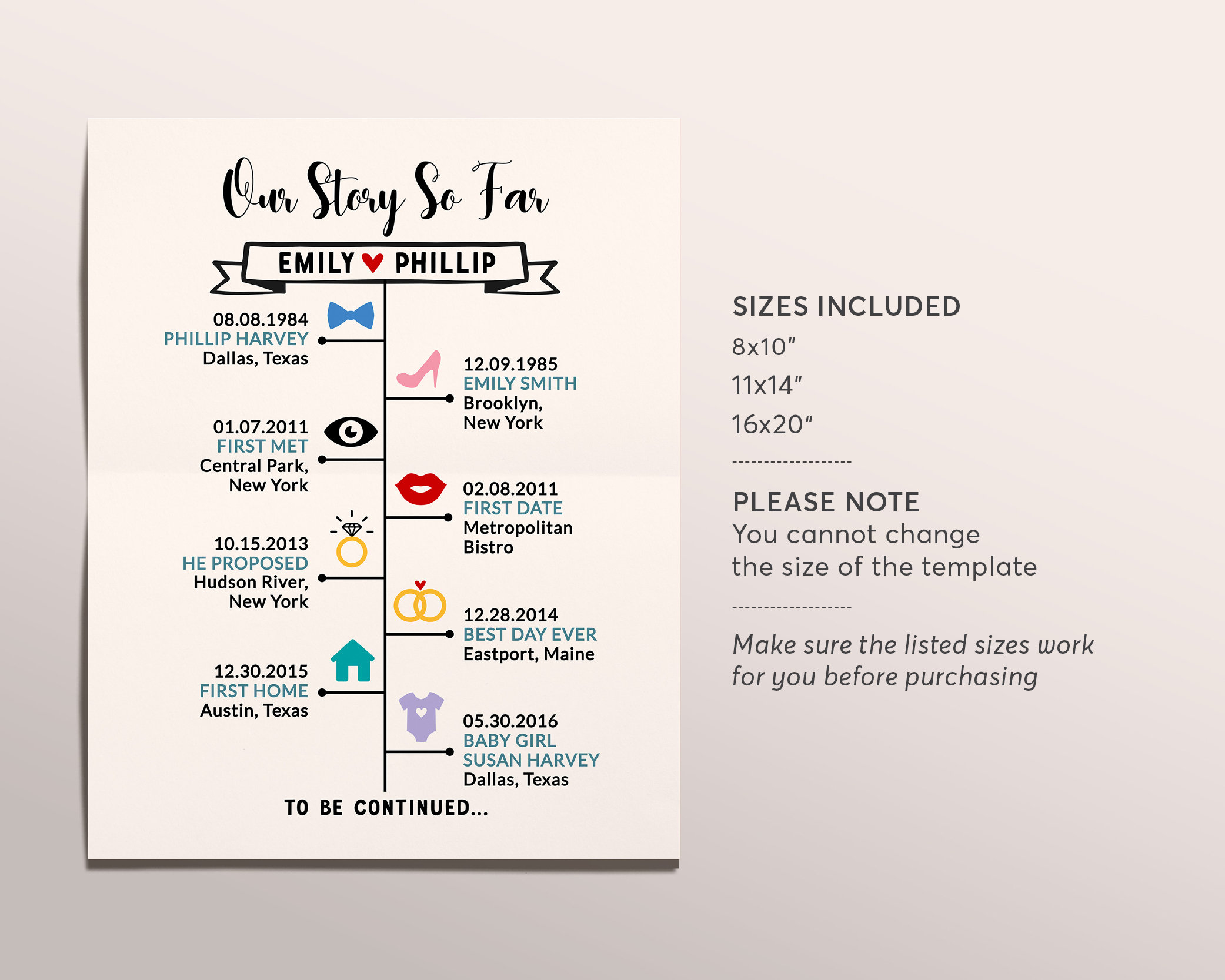 Editable Our Story so Far Timeline Template Couples Love - Etsy