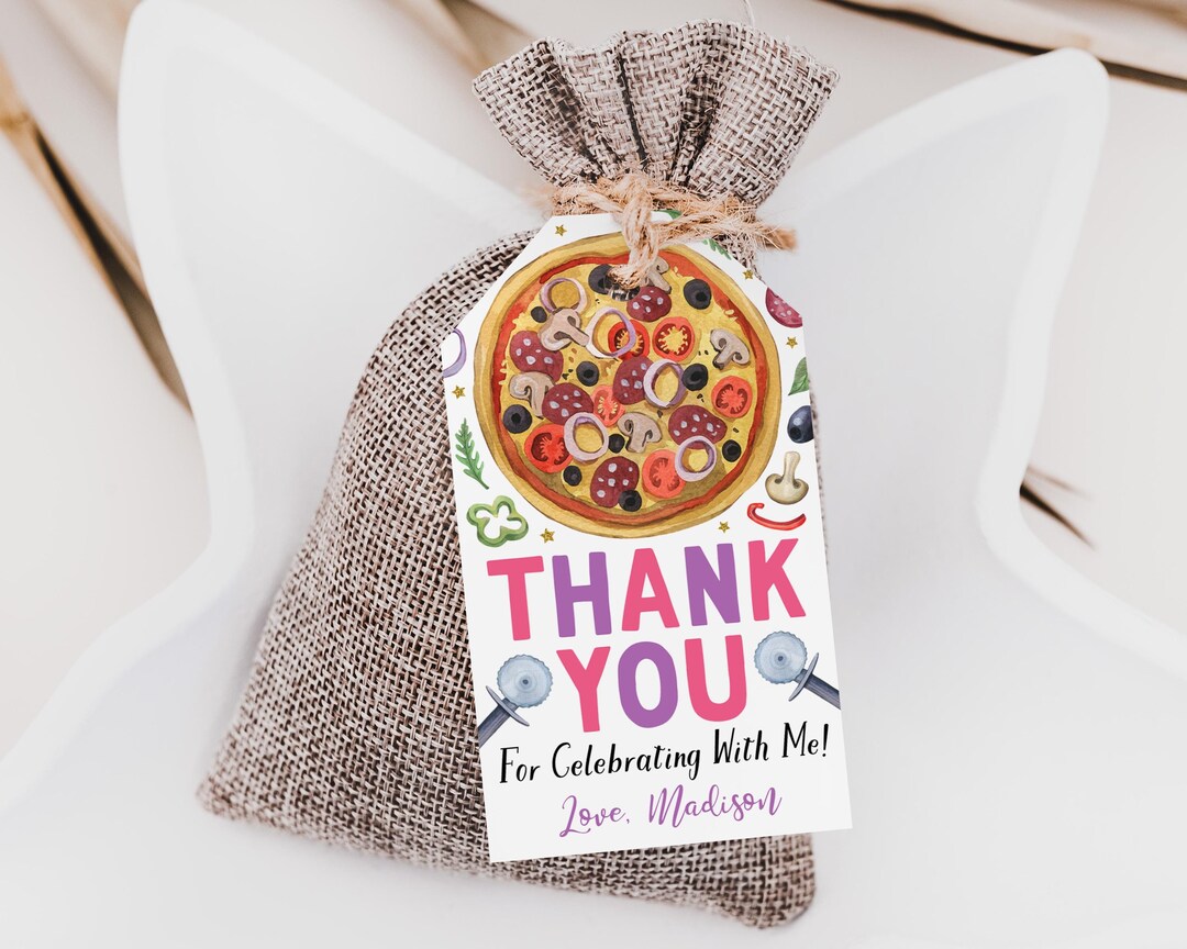 Pizza Birthday Party Favor Tags Editable Template, Girl Kids Pizza ...