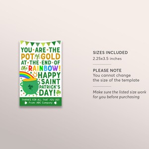 St Patrick's Day Gift Tags Editable Template, Shamrock Rainbow Teacher ...