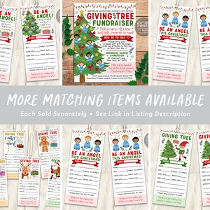 Christmas Giving Tree With Angels Fundraiser Flyer Editable Template ...