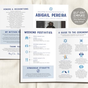 Editable Jewish Bar or Bat Mitzvah Bifold Program Infographic Template ...