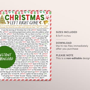 Christmas Left Right Game, Left Right Story Pass the Gift Exchange Game ...