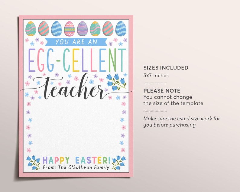 You're an Egg-cellent Teacher Gift Card Holder Editable Template ...