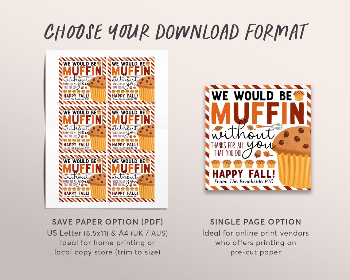 Fall Muffin Gift Tags Editable Template, Autumn Thanksgiving Would Be ...