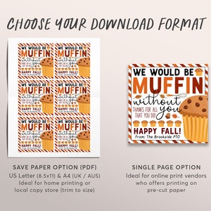 Fall Muffin Gift Tags Editable Template, Autumn Thanksgiving Would Be ...