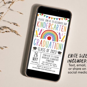 Kindergarten Graduation Invitation Editable Template, Preschool Class ...