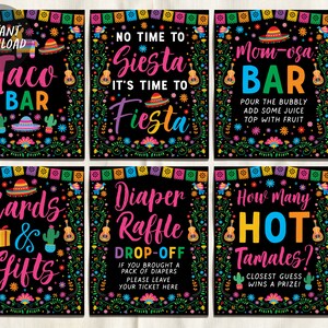 Fiesta Party Signs BUNDLE for Baby Shower, Mexican Theme Diaper Raffle ...