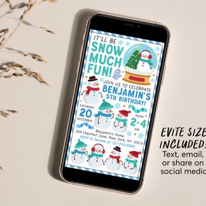 Snowman Birthday Party Invitation Editable Template, Winter Wonderland ...