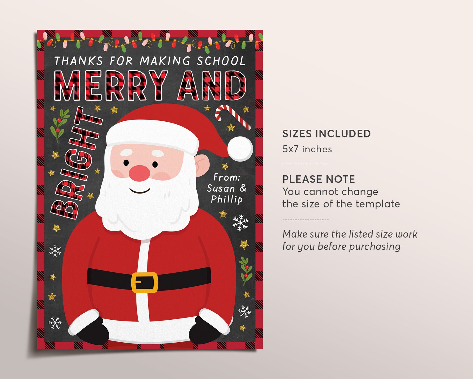 Christmas Teacher Printable Gift Card Holder Editable Template, Xmas ...