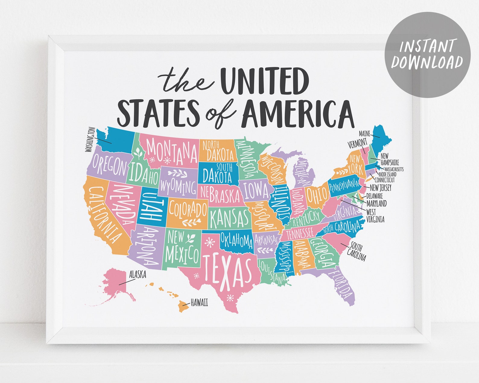 United States of America Map USA Map Wall Art for School - Etsy