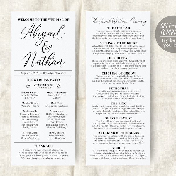 Wedding Program Template (You'll Enjoy) - Etsy