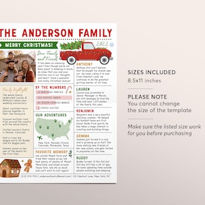 Christmas Newsletter Editable Template, Year in Review Family Update ...
