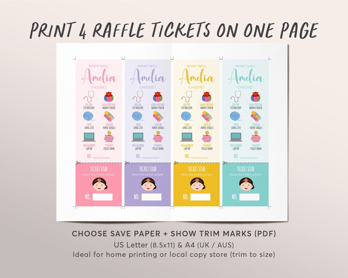 Doljabi Raffle Ticket Template Korean Baby Girl First - Etsy