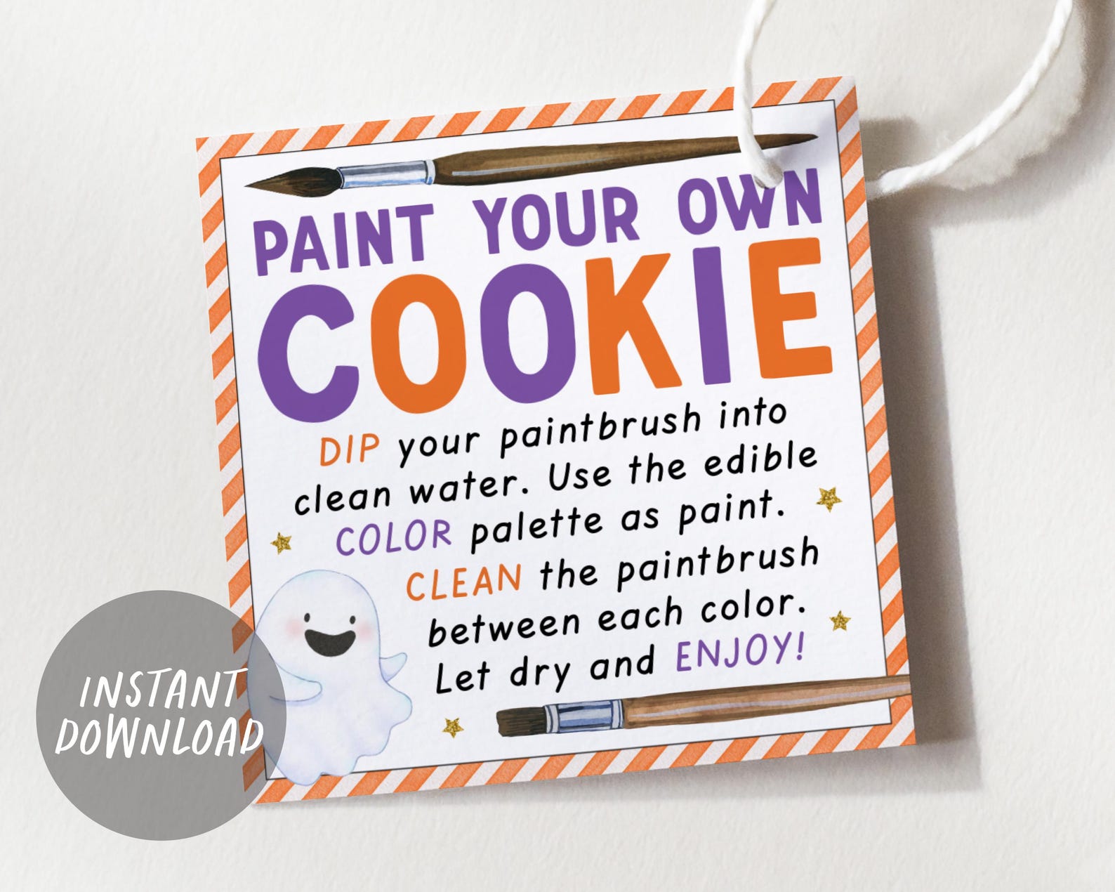 Paint Your Own Cookie Halloween Tags, Halloween PYO Cookie Kit Tags ...