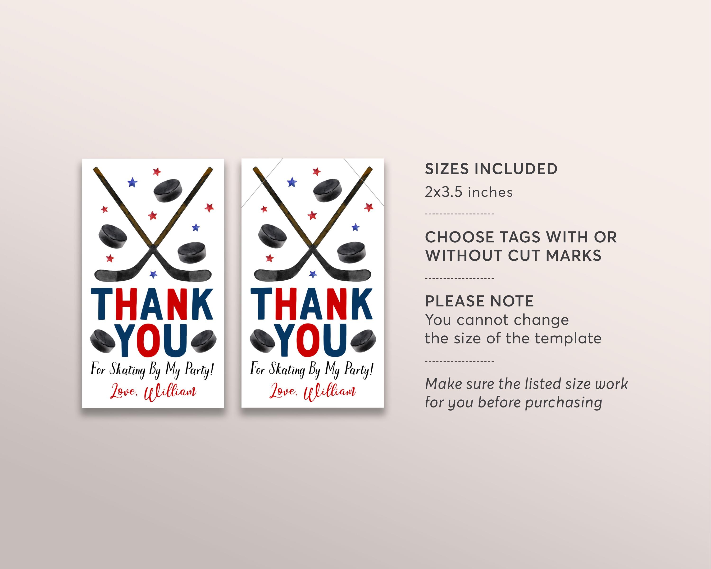 Hockey Birthday Party Favor Tags Editable Template, Ice Hockey Theme ...