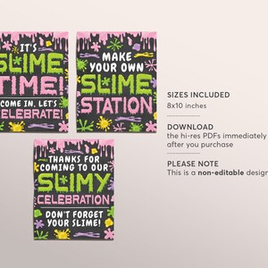 Slime Signs Printable, GIRL Birthday Party Slime Decorations, It's ...