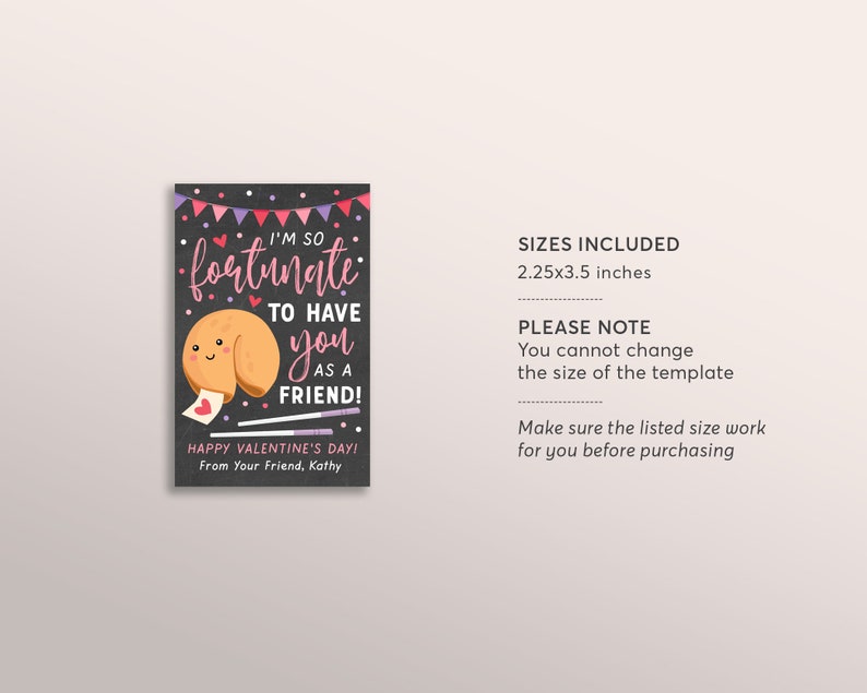 Fortune Cookie Valentine's Day Gift Tags Editable - Etsy