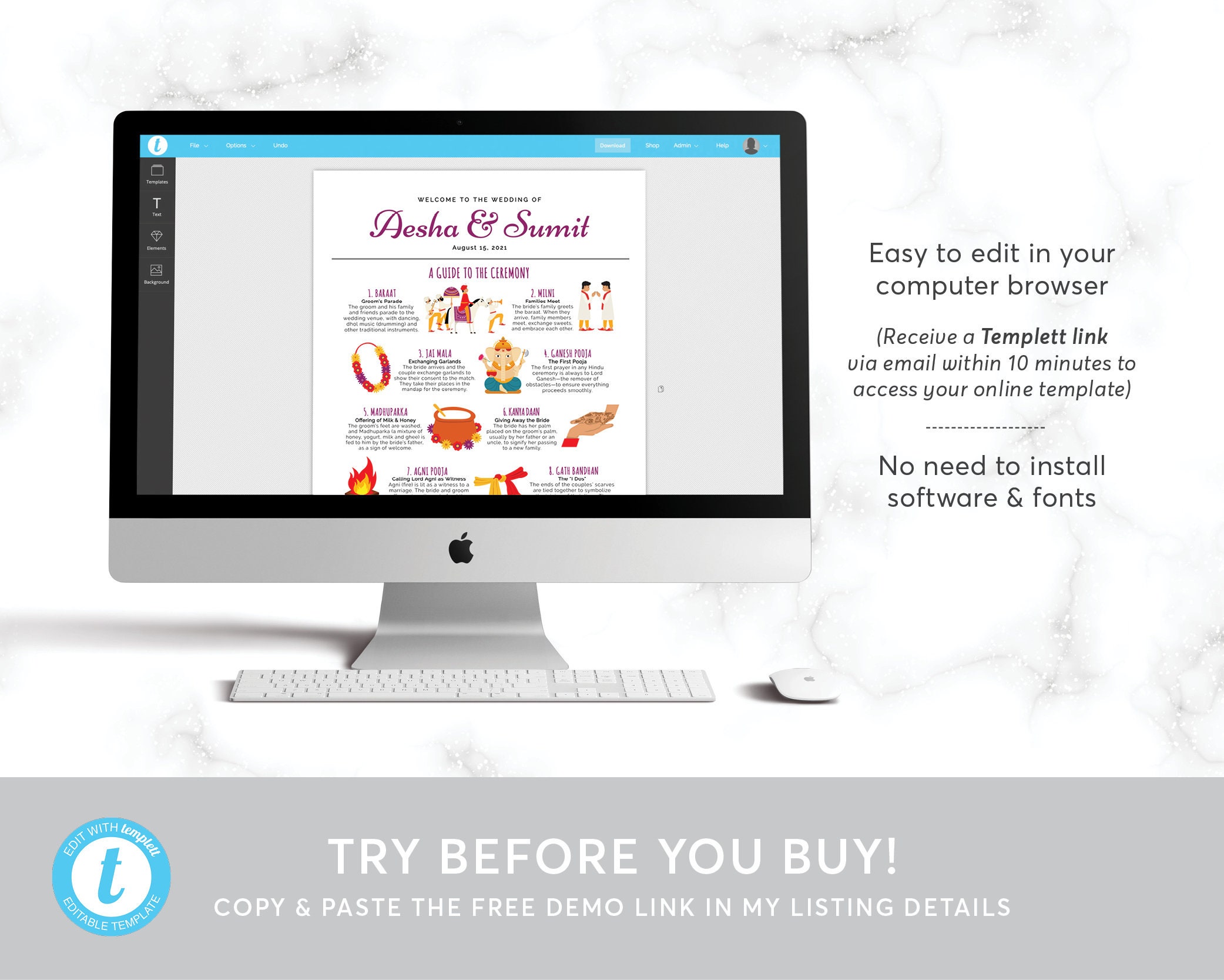 Indian Ceremony Program Template Editable Hindu Wedding | Etsy