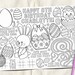 Easter Spring Birthday Party Coloring Placemat for Kids Editable ...