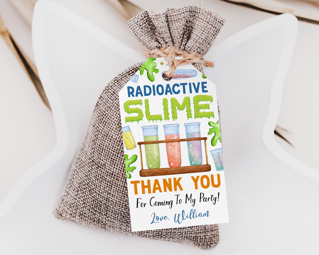 Science Slime Birthday Party Favor Tags Editable Template, Boy ...